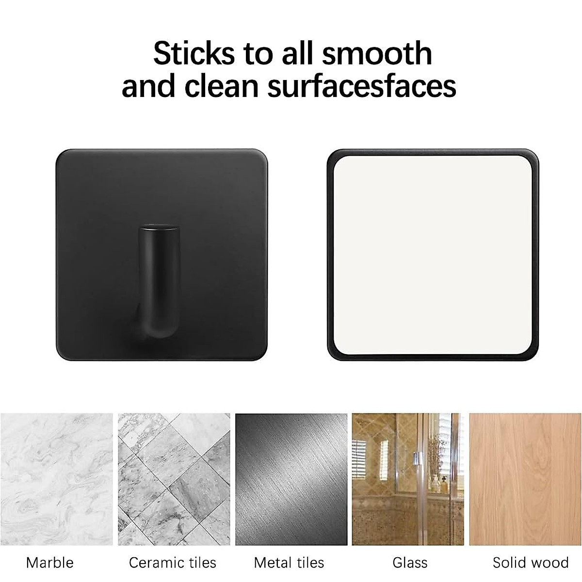 GAOHUI 4 Packs Adhesive Coat Hooks, Black Stainless Steel Sticky Wall Hooks for Hang, Towel Hooks for Bathroom Wall Mounted & Kitchen Accessories