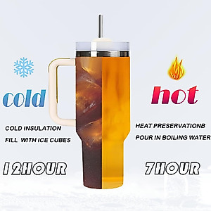 ROPFEE Stainless Steel 40 oz Tumbler Cup with Handle and Drinking Straw Lid| Insulated Tumbler with Silicone Boot | Large Travel Water Bottle | Christmas/Birthday Gift for Him/Her (Cream White)