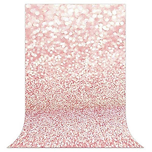 Funnytree 5X7FT Rose Gold Bokeh Photography Backdrop Spots Shinning Sparkle (Not Glitter) Sand Scale Halo Still Life Background Baby Shower Birthday Party Portrait Photo Studio Photobooth Props Gift