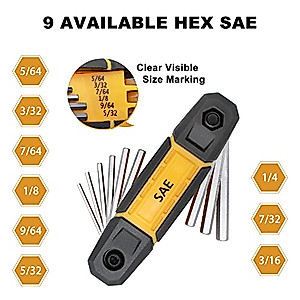 MULWARK 17pcs Folding Allen Wrench Set | Metric & Standard SAE - Allen Key Set Tool | 2 Pack Portable Hex Key Set for Basic Home Repair and General Applications