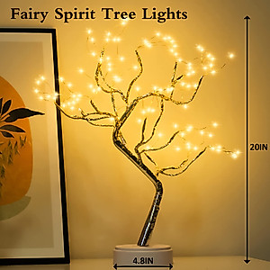 108 LED Sparkly Fairy Spirit Tree Lamp Remote Control, 8 Modes USB/Battery Tabletop Bonsai DIY Artificial Tree Light for Bedroom Desktop Christmas Party Indoor Decor Lights (Warm White)