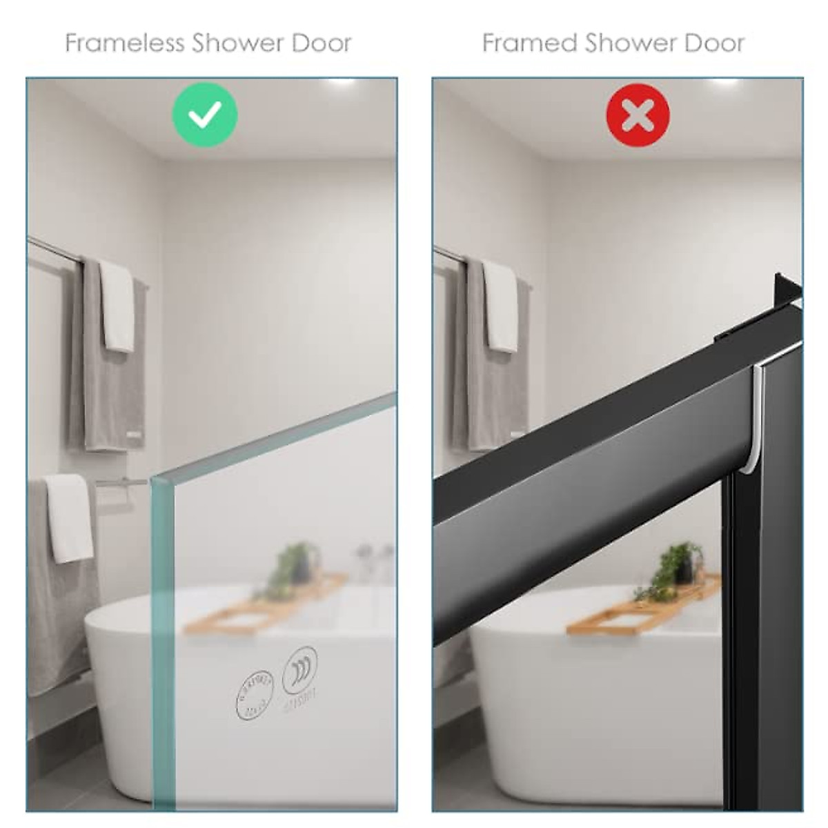 Haitis 2 Pack Over Shower Glass Door Hooks, Polished Silver, SUS 304 Stainless Steel Rack Hooks, Bathroom Frameless Drilling-Free Hanger, for Bathing Suits, Robe, Towel, Squeegee, Loofah, Shaver