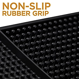 24" x 4" Rubber Bar Top Spill Mat | Professional Bartender's Essential Non-Slip Drink Cocktail Mixing Service Mat for Industrial and Home Kitchen Counters (Black, 3)