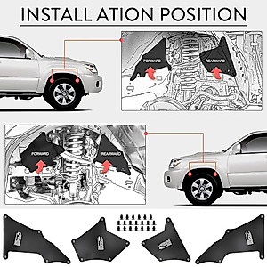 Splash Guard Fender Liners Shield with Clips Compatible with 2003-2020 Toyota 4 Runner, FJ Cruiser, Land Cruiser Prado(C-Black)