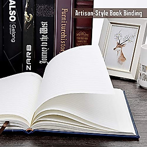 OZCHIN Large Notebooks and Journals Classic Hardcover Notebook 8 x 11 inch 128 Sheets (256 pages) Leather Notebook Journals to Write in for Women Men (Blue)