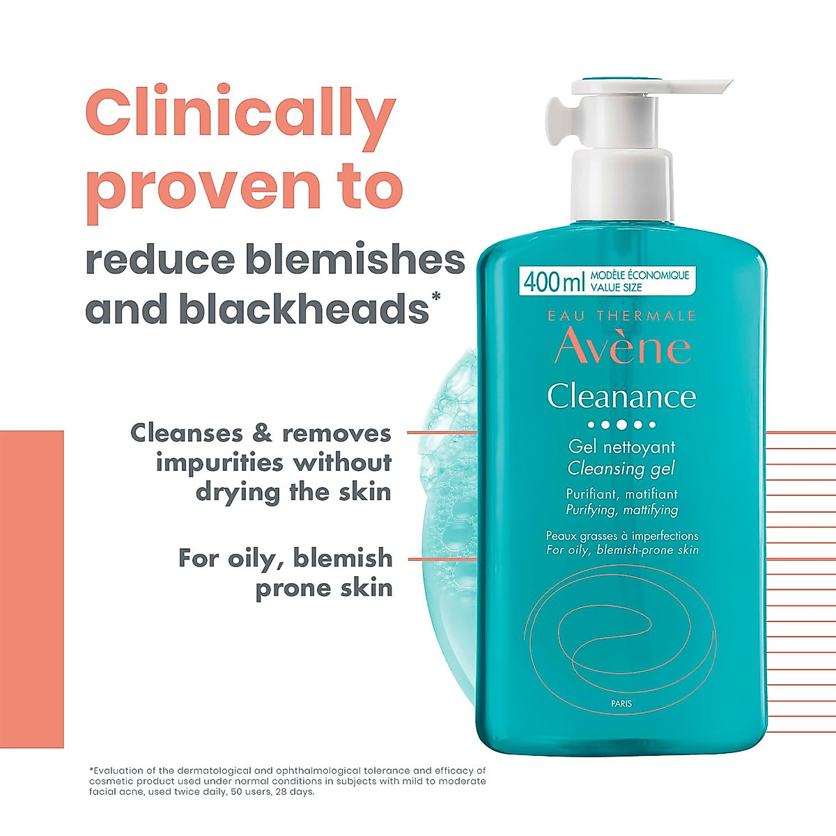 Avene Cleanance Cleansing Gel Soap Free Cleanser for Acne Prone, Oily, Face & Body, 13.5 Oz