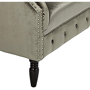 Christopher Knight Home Milani Tufted Scroll Arm Velvet Loveseat, Grey / Dark Brown