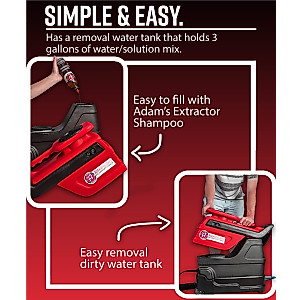 Adam's Polishes Non-Heated Carpet Extractor, Powerful Spot and Upholstery Cleaner, Clear Hand Tool, 15 Foot Hose, Easy Dirt and Spot Removal for Vehicles