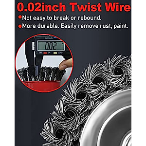 Rocaris 6 Pack Wire Wheel Cup Brush, 3 & 4 Inch Twisted Knotted & Coarse Crimped Cup Brush for Angle Grinders, 5/8 -11 Inch Threaded Arbor