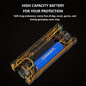 Munlar M48 Bluetooth Earphones 5.3 Cool Mecha Game Earphones with Low Latency and Low Power Consumption 20000 mAh Long Playing Time Earbuds (Black)