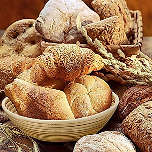 2 pack of mini 5 Inch Round Brotform Banneton Proofing Basket Bread Bowl for Baking Dough (Bonus Linen Cover) (5 inch)