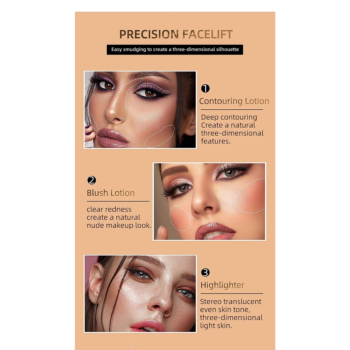 Cream Bronzer Contour Beauty Wand, Highlighter Contour Blush With Cushion Applicator, Liquid Face Bronzer Makeup Wand Lightweight Natural Super Silky Cream Contour Stick Beauty Light Wand (1# Contour Grey brown)