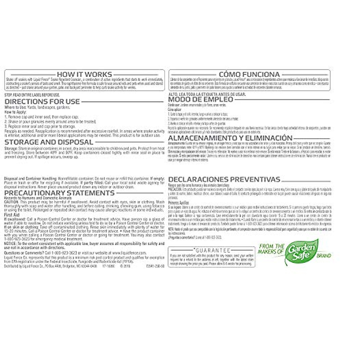 Liquid Fence Snake Repellent Granules, Safe Around Kids and Pets When Used & Stored as Directed, Keep Snakes Out of Garden, Patio and Backyard, 2 lb