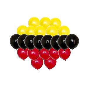 30 pcs Colors Party Balloon Set Red Yellow Black Round Latex Balloons for Kids Birthday Baby Shower Party Decoration Supplies Balloon Red Yellow Black