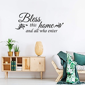 2 Sheets Bless This Home Kitchen Wall Decor Decals The Kitchen Quote and Wall Stickers All Who Enter Kitchen Vinyl Wall Quote Art Dining Entryway and Living Room Wall Decal Decor, 12 x 35.4 Inch