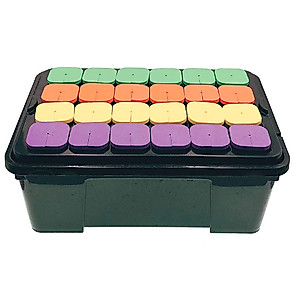 HORTIPOTS 2-Layered Clone Collars w 2 in Net Pots & Reflective Lids, Replacement for 24-Sited DWC Cutting Clone & Seedling Root System (4-Colored Pack of 25)