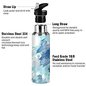 Insulated Sports Water Bottles Fashion Marble Passionate Indigo Graffiti Vacuum Stainless Steel Thermos Mug with Straw Lid & Handle 20 oz