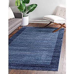 Unique Loom Del Mar Collection Area Rug-Transitional Inspired with Modern Contemporary Design, 3' 3 x 5' 3 Rectangular, Navy Blue/Beige