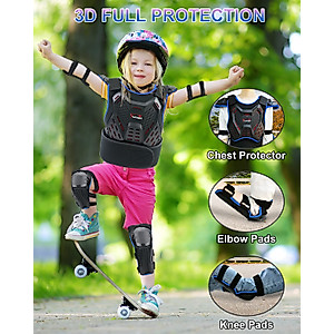 StarknightMT Kids Motorcycle Armor Suit Dirt Bike Gear， Youth Motocross Riding Protector with Knee Elbow Arm Shoulder Protection Pad for Cycling Off-Road Riding Skiing Skating (Blue)