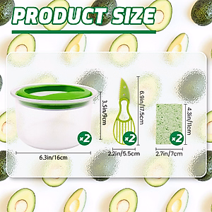 WodGod Guacamole Keeper(2 Pcs), Guacamole Bowls, Avocado Keeper Fresh Guacamole Plastic Kitchen Storage Container with Air Tight Lid, 3-in-1 Avocado Slicer*2 and 2 Cleaning sponges