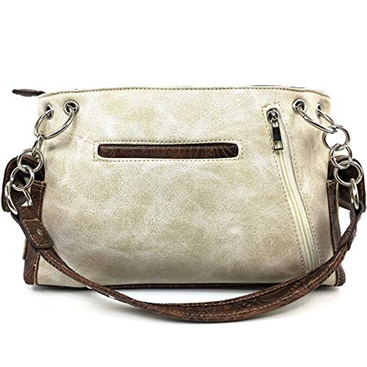 Zelris Turquoise Rhinestone Cross Western Women Conceal Carry Handbag Wallet Set (Beige)