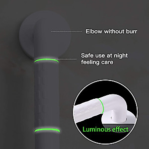 12 Inch Shower Grab Bars For Seniors Chrome Stainless Steel Bathroom Safety Grab Bar For Bathtubs And Showers Night Vision Luminous Circles Bathtub,Toilet, Bathroom,Kitchen,Stairway Handrail Anti-Slip