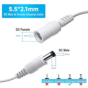 ANLINK 10M 33ft Power Extension Cable, DC 12V 2.1mm x 5.5mm Power Adapter Extension Cord, Compatible with 12V DC Power Supply Adapter or Wall Charger for CCTV Security Camera IP Camera(White)