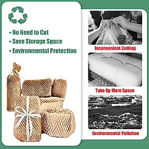 Honeycomb Packing Paper, 15" x 400' Honeycomb Paper Cushioning Wrap for Moving House Eco-Friendly Kraft Packing Paper for Gift Breakables as Bubble Wrap Roll Alternative
