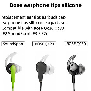 SNHTLS Silicone Replacement Ear Tips Ear Buds Tips Eargels Compatible with Bose Qc20 Qc30 IE2 SoundSport IE3 SIE2i Earbuds Replacement Tips Eartips for Earbuds 3 Pairs S Size