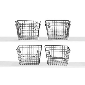Spectrum Diversified Scoop Wire Storage Basket, Medium, Industrial Gray, 6-Pack