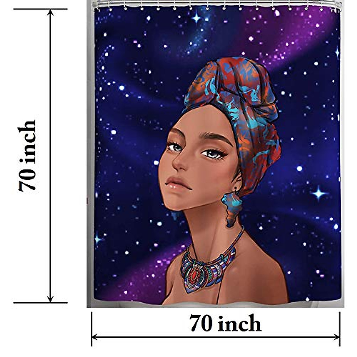 Classic African Black Women Bathroom Shower Curtain Sets with Rugs(Large), Purple Hair Black Girl Shower Accessories and Bathroom Decor, 4 pcs Set - 1 Shower Curtain & 3 Toilet Mat and Lid Cover