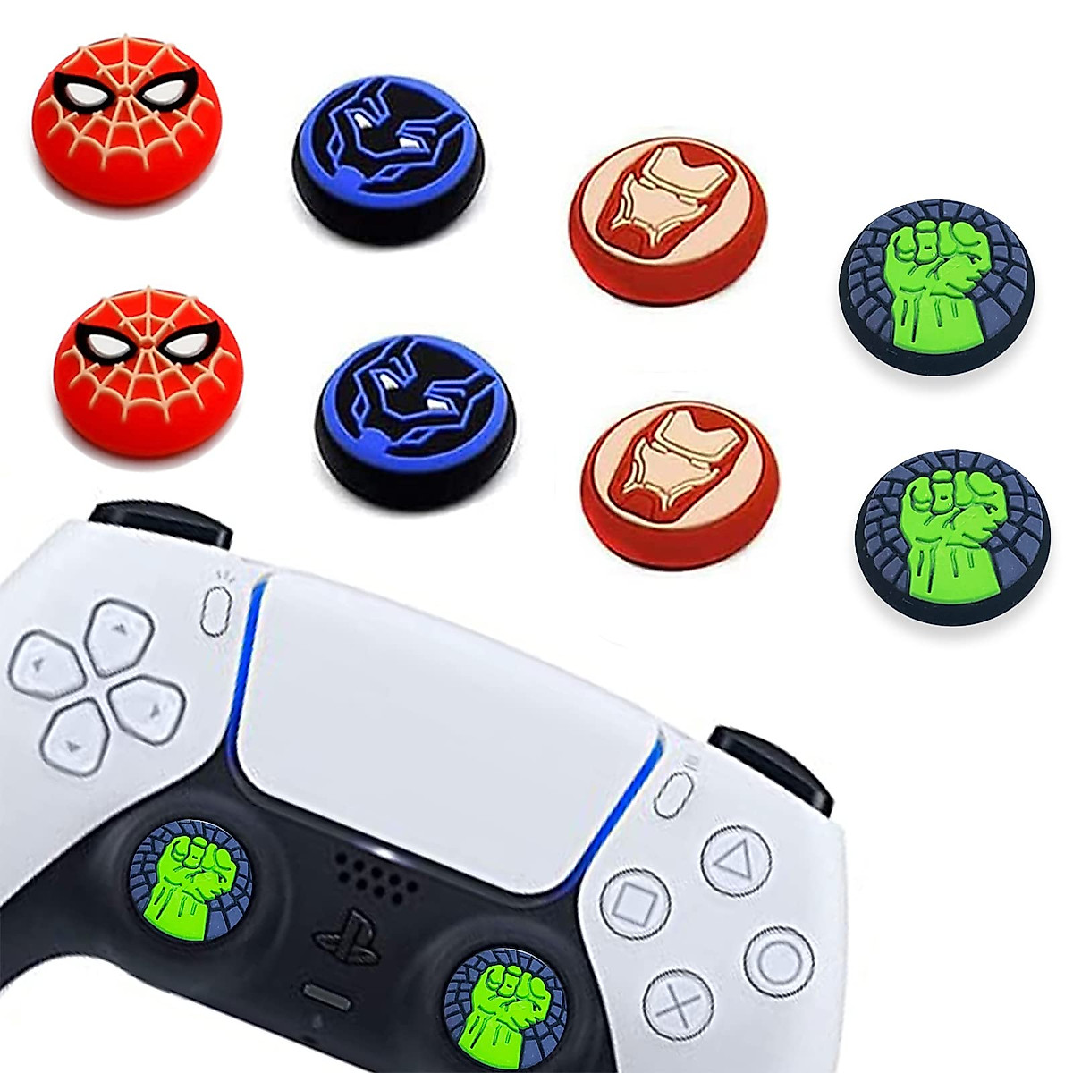 PS5 Controller Thumb Grips, 8PCS Analog Printing Joystick Cap, Non-Slip Silicone Handle Protection Cover for PS5, PS4, Xbox Series X/S, Xbox One, Switch PRO Controller