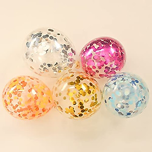 Gold Confetti Balloons, 40 Pcs 5 Inch Clear Balloons with Confetti Inside for Graduation Engagement Cake Topper Decor Bridal Shower Baby Shower Birthday Party Decoration Supplies