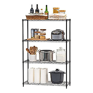 IRIS USA, 4-Tier Adjustable Storage Wire Shelving Unit (200 lbs Loading Capacity per Shelf), Wire Storage Unit with Metal Shelves, Kitchen Rack, Bakers Rack, Matte Black (36" L x 14" W x 53" H)