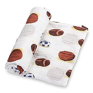 LollyBanks Swaddle Blanket | 100% Muslin Cotton | Newborn and Baby Nursery Essentials for Boys, Registry | Sports Print