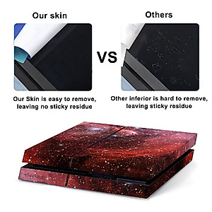 eSeeking Whole Body Vinyl Skin Sticker Decal Cover for PS4 Console and 2PCS Controllers Skins Red Nebula