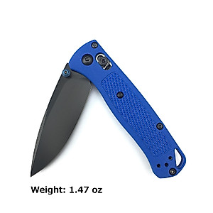 6.5 Inch Manual Open 533 Bugout Folding Knife, Axis Lock Pocket Knife with 2.6 Inch 7Cr17Mov Blade Blue Grivory Handle, Folding Pocket Knife with Belt Clip for Camping Hunting