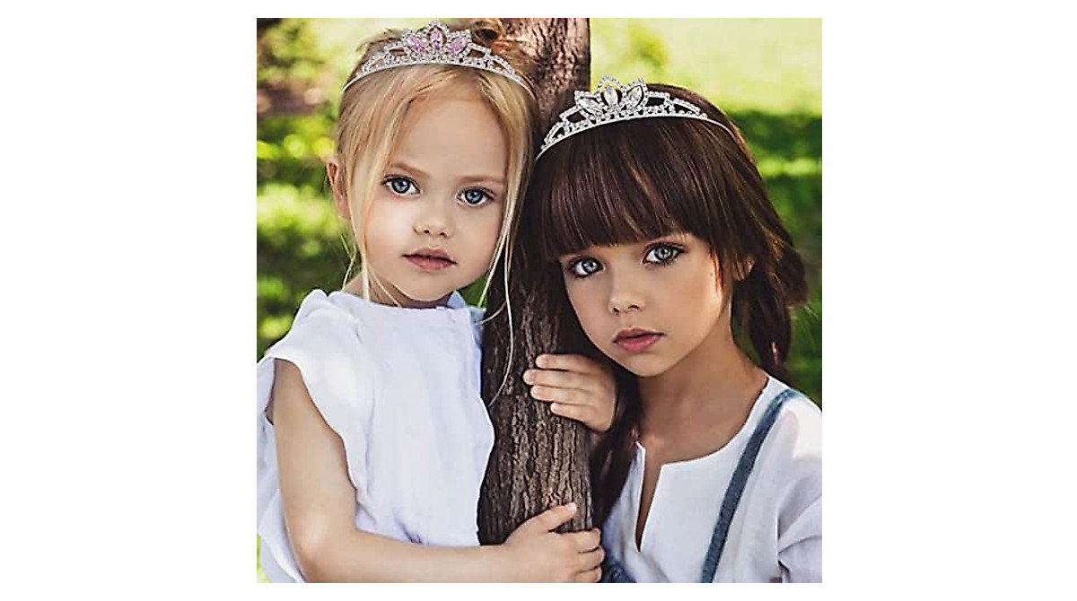 Kilshye Silver Tiara for Girls - Dazzling Pink Crystal
