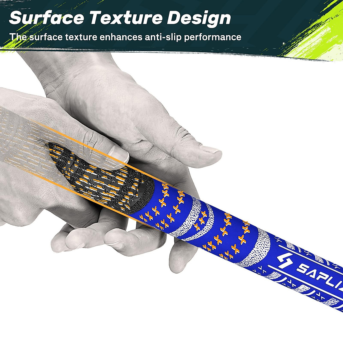 SAPLIZE Cross Corded Golf Grips 13 Pack, Low Taper Design, Multi-compound Hybrid Golf Club Grips, 13 Grips with 15 Tapes, Midsize, Blue, CL03 Series