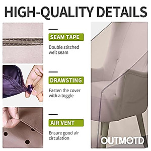 Outmotd Patio Chair Cover Garden Chair Covers for Stacking Chair 600D Heavy Duty Fabric Outdoor Furniture Cover, Reclining Garden Chair Covers, 30"W x 31"D x 43"H