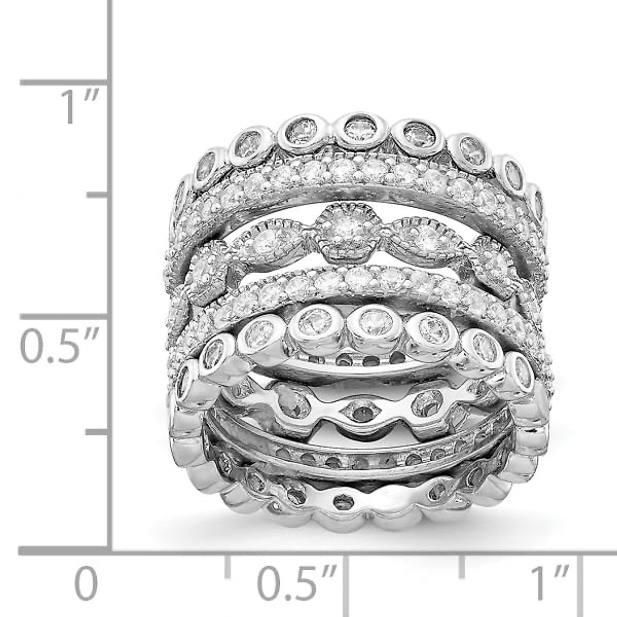 IceCarats 925 Sterling Silver Cubic Zirconia CZ 5-piece Eternity Stackable Ring Set Size 7