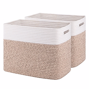 OIAHOMY Storage baskets for Shelf, Toy Storage Basket, Collapsible Storage Bins, Blanket Basket Living Room, Closet Storage for Bedroom, 15 x 9.8 x 11.8 Inches-Pack of 2-Brown