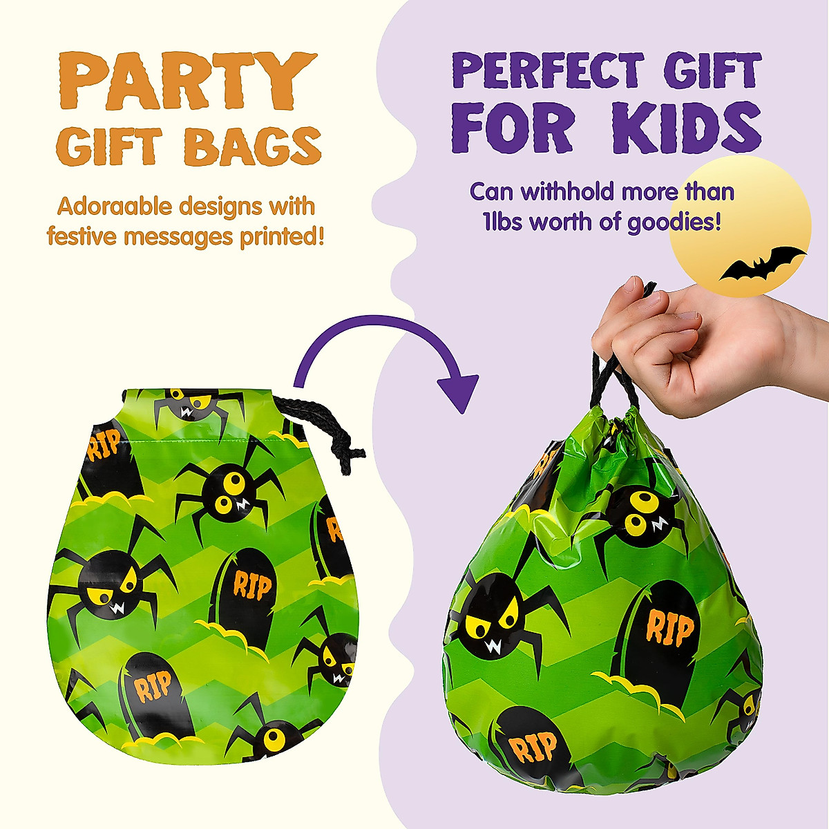 JOYIN 60 Halloween Drawstring Goody Treats Bags for Kids Halloween Trick or Treat Party Favor Supplies, Classroom Candy Goodie Bags