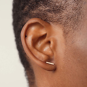 Gelin 1/20 c.t t.w Diamond Bar Stud Earrings in 14K Solid Gold | 14k Gold Pave Diamond Earrings for Women