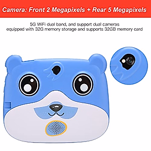 Pomya Kids Tablet, 7 Inch Little Bear Shaped Tablet,2GB 32GB, 5000mAh Tablet,Octa Core CPU,5000mAh Battery,5G WiFi Dual Band HD Tablet, Kids (Blue)