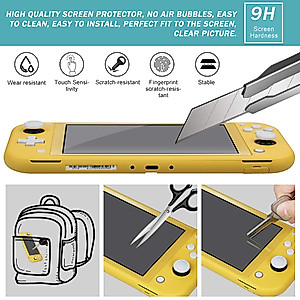 Zacro Carrying Case kits for Nintendo Switch Lite, can Store 20 Game Cassettes, include 1 Silicone Grip Protector, 2 HD screen protectors, 1 Type-C Charging Cable and 2 pairs Handle Caps