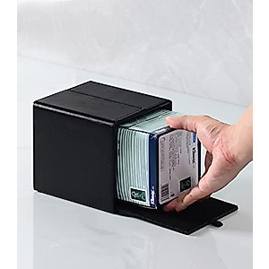 GOLRANLYE Tissue Box Cover Square Multifunctional PU Leather Facial Tissue Box Holder for Dresser Bathroom Decor (Black)