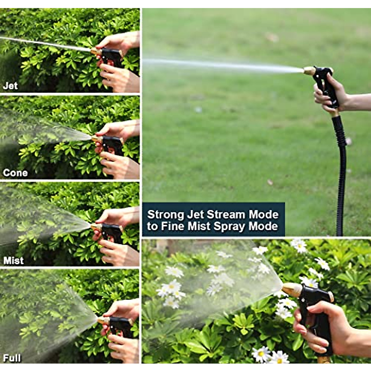 ESOW Garden Hose Nozzle, 100% Heavy Duty Metal Spray Gun with Full Brass Nozzle, High Pressure Watering Nozzle, Adjustable Spray Water Flow for Watering Plants, Showering Pet, Washing Car, Cleaning