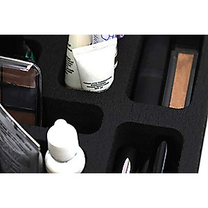 Polar Whale Makeup Drawer Organizer Compatible with IKEA Alex Tray Washable Waterproof Foam Insert for Home Bathroom Bedroom Office 11.5 x 14.5 Inches 14 Compartments for Cosmetics Black