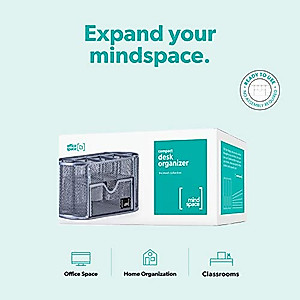 Mindspace Office Desk Organizer with 8 Compartments + Drawer | Desk Caddy Pen Holder For Office Accessories | The Mesh Collection, Silver